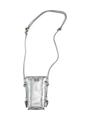 GANNI Metallic Cross Body Bag - Silver