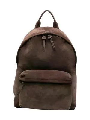 Officine Creative Logo Detail Suede Backpack With Zip Puller - Brown
