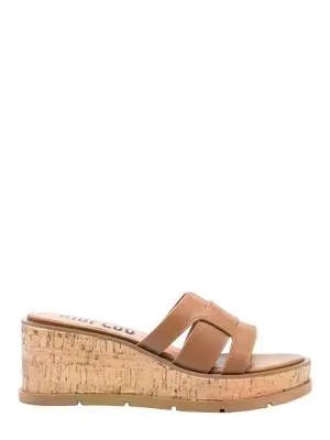 BIBI LOU 65mm Holly Leather Wedge Sandals - Brown