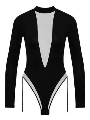MAISON CLOSE Pure Tentation Long-sleeve Bodysuit - Black