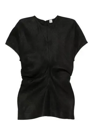 TOTEME Ruched-waist Top - Black