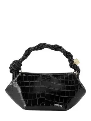 GANNI Crocodile-Effect Mini Bag Black