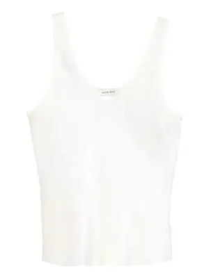 ANINE BING Silk Scoop-neck Top - White