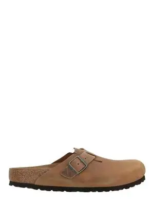 BIRKENSTOCK Boston Buckled Leather Mules Brown