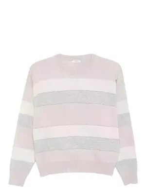 Peserico Striped Crew-neck Sweater - Neutrals
