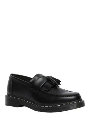 Dr. Martens Adrian White Stitch Smooth Leather Loafers - Black