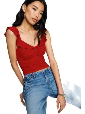 REFORMATION Lemmy Knit Top - Red