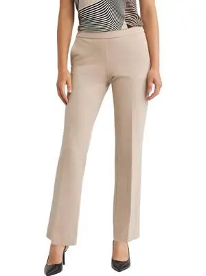Anne Klein High-waist Pull-on Straight-leg Pants - Latte