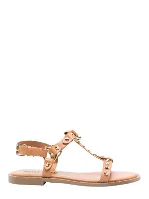 BIBI LOU Dunia Studded T-bar Sandals - Brown