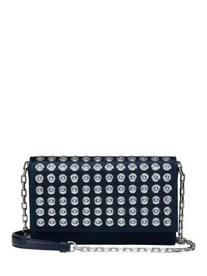 CHRISTIAN LOUBOUTIN Paloma Silk And Leather Clutch - Navy