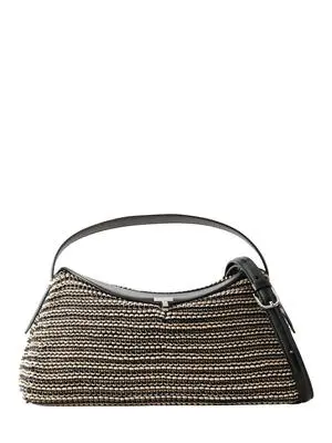 TOTÊME T-lock Woven Leather Shoulder Bag - Black