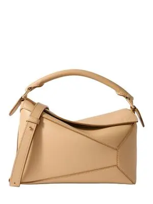 Loewe Puzzle Edge Small Leather Shoulder Bag Neutrals