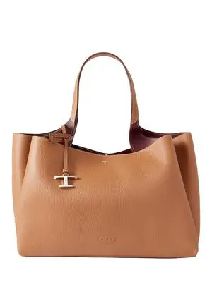 TOD'S Medium Textured-leather Tote - Brown