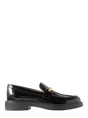TOD'S Embellished Leather Loafers - Black