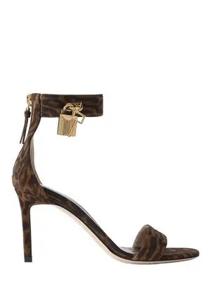 TOM FORD Padlock Embellished Leopard-print Suede Sandals - Brown