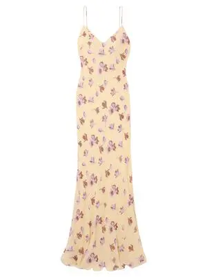 SELF-PORTRAIT Crystal-embellished Floral-print Maxi Dress - Yellow