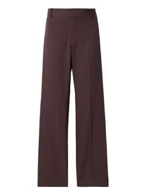 NILI LOTAN Ivan Wool-twill Straight-leg Pants - Burgundy