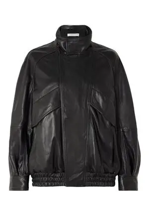 Nour Hammour Ariste Oversized Paneled Leather Jacket - Black
