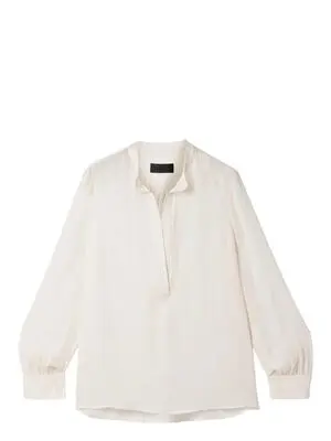 NILI LOTAN Montaine Silk-georgette Blouse - Ivory
