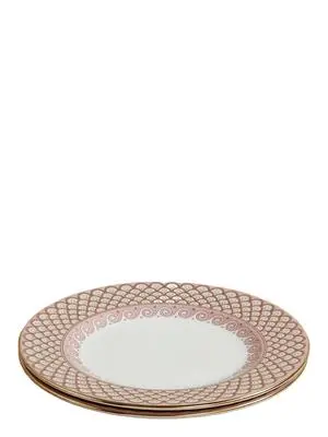La DoubleJ Set Of Two Gold-plated Porcelain Dinner Plates - Pink