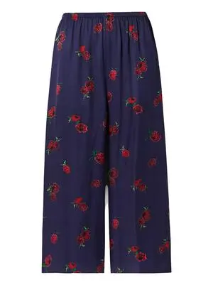 Khaite Printed Twill Wide-leg Pants - Blue