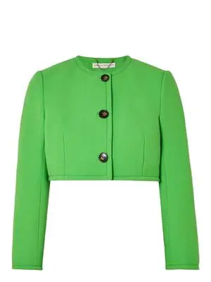 EMILIA WICKSTEAD Lizette Cropped Wool-crepe Jacket - Green