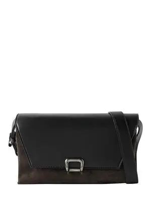 Brunello Cucinelli Two-tone Leather And Suede Shoulder Bag - Black