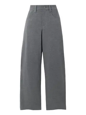 Brunello Cucinelli Cotton-blend Jersey Wide-leg Pants - Gray