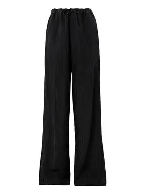 Balenciaga Striped Satin-jacquard Wide-leg Pants - Black