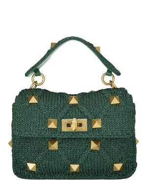 Valentino Garavani Knit Roman Stud Top Handle Bag - Green
