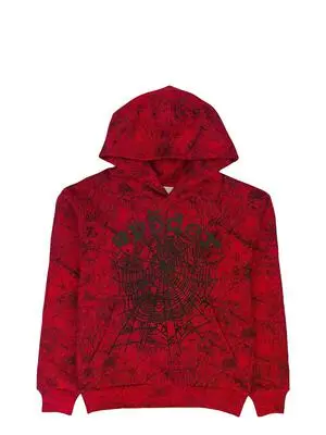 SP5DER Spiderweb-print Hoodie - Red