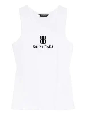 Balenciaga Logo-intarsia Sleeveless Tank Top - White