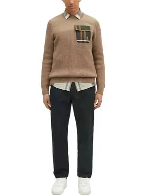 BARACUTA X Barbour Miller Ribbed Panelled-pocket Jumper - Brown