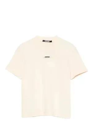 Jacquemus Logo-plaque Cotton T-shirt - Neutrals