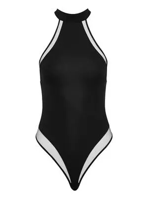 MAISON CLOSE Halterneck Thong Bodysuit - Black
