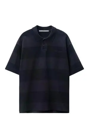 Alexander Wang Marina Striped Piqué Polo Shirt - Black