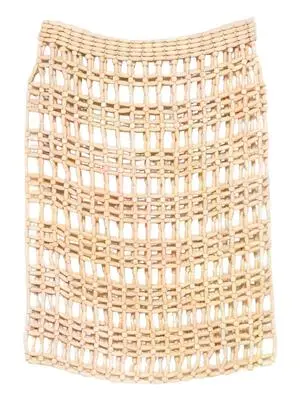 TOTEME Beaded Grid Midi Skirt - Neutrals