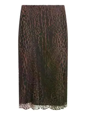 TOM FORD Leopard-print Lace Skirt - Brown