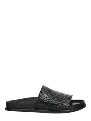 VAGABOND SHOEMAKERS Effie Woven Leather Slides - Black