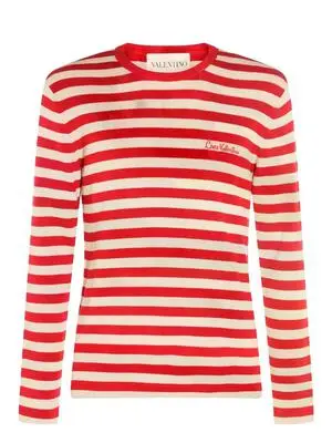 Valentino Garavani Striped Wool T-shirt - Neutrals