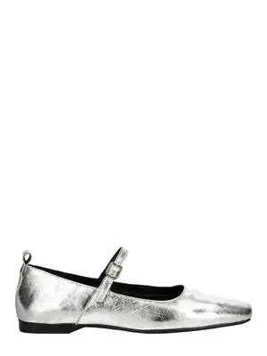 VAGABOND SHOEMAKERS Delia Buckle-strap Square-toe Ballet Flats - Silver