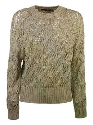 Max Mara Geometric-pattern Knit Sweater - Gold