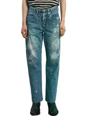 TANAKA Paint-splatter Five-pocket Jeans - Blue