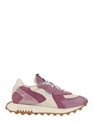 RUN OF Low-Top Leather And Textile Sneakers Purple