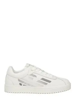 Emporio Armani Cow Leather And Polyester Sneakers - White