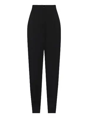Emporio Armani Crepe Virgin Wool-blend Tapered Pants - Black