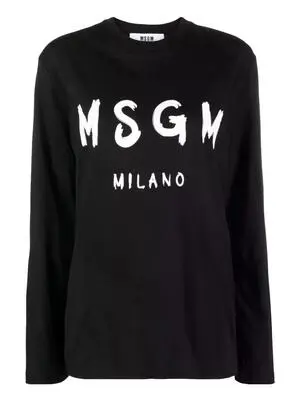 MSGM Logo-print Cotton T-shirt - Black