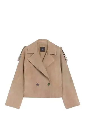 Max Mara Double-breasted Suede Jacket - Brown