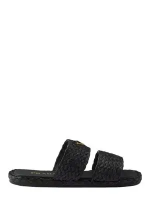 Prada Raffia Slides - Black