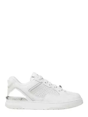 Versace Biggie Basket Leather Low Top Sneakers - White